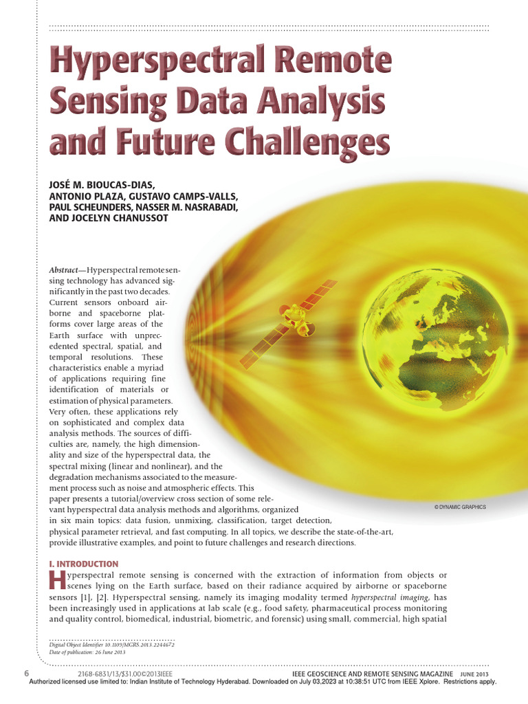 Hyperspectral Remote Sensing Data Analysis and Future Challenges | Download Free PDF | Image ...