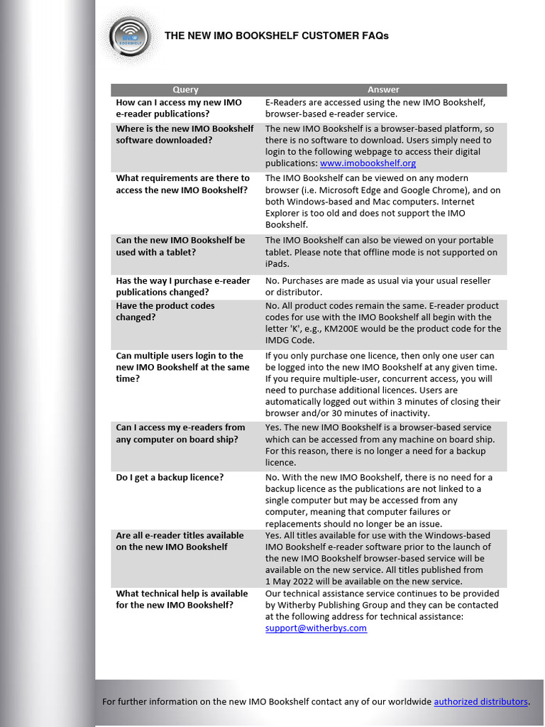 New IMO Bookshelf - Customer FAQs | PDF | E Reader | Tablet Computer