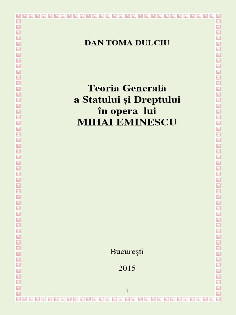 Teoria Generala A Statului Si Dreptului (Eminescu) | PDF