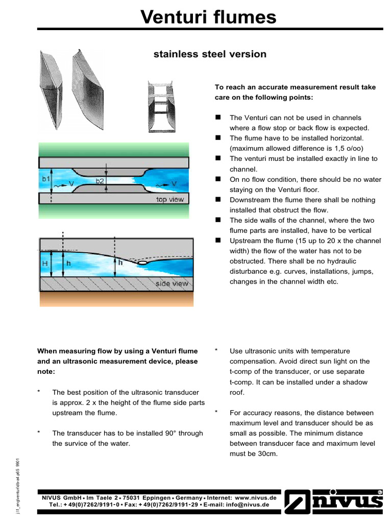 Venturi Channel Dimensions Overview | PDF | Length | Physical Sciences