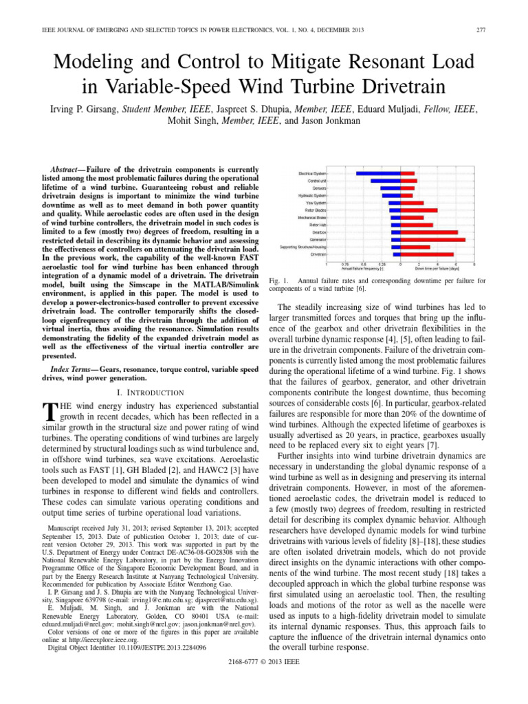 Modeling and Control To Mitigate Resonan | PDF | Wind Turbine | Resonance