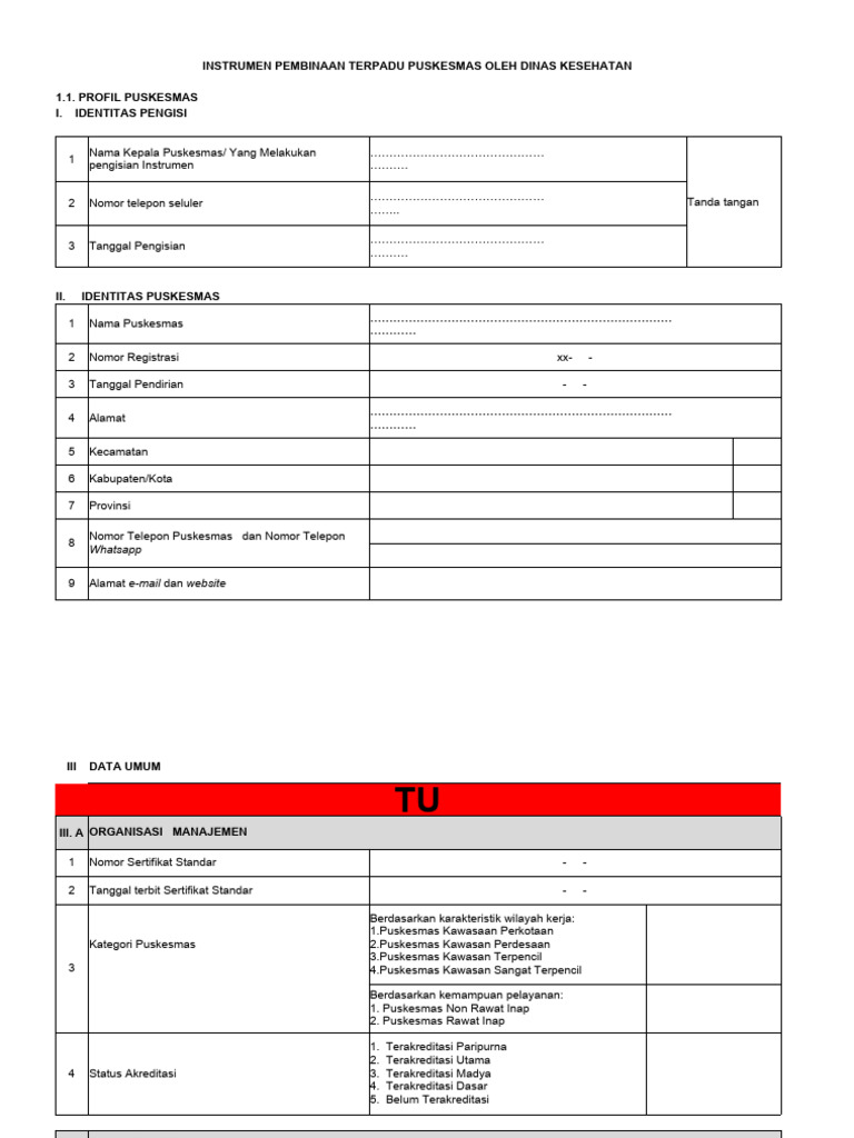 INSTRUMEN TPCB 2023 Pembagian Per Seksi | PDF