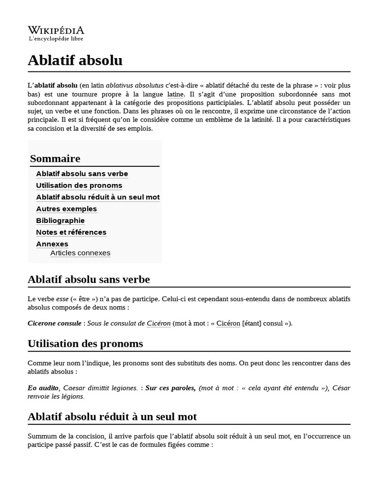 Ablatif Absolu | PDF | Grammaire | Syntaxe