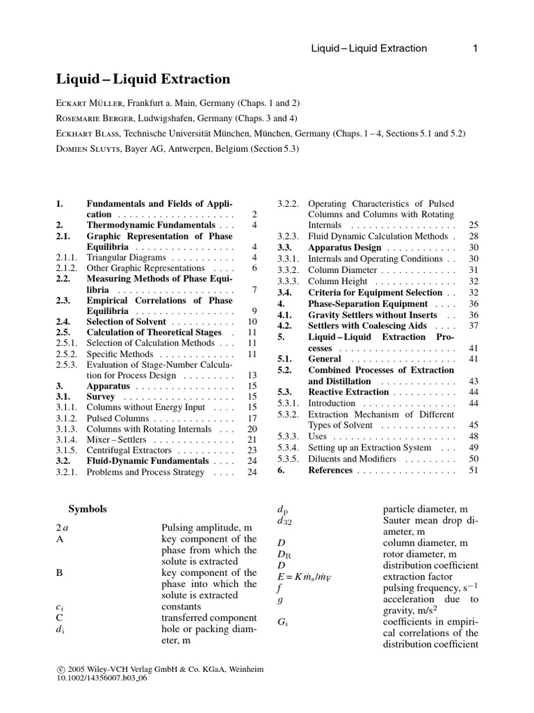 Ullmann's Encyclopedia - Liquid-Liquid Extraction | PDF | Distillation | Phase Rule