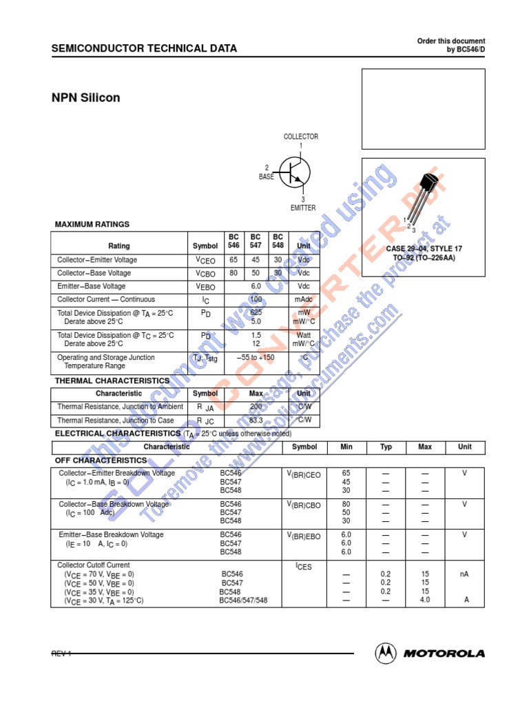 NPN Silicon: Semiconductor Technical Data | PDF | Transistor | Bipolar ...