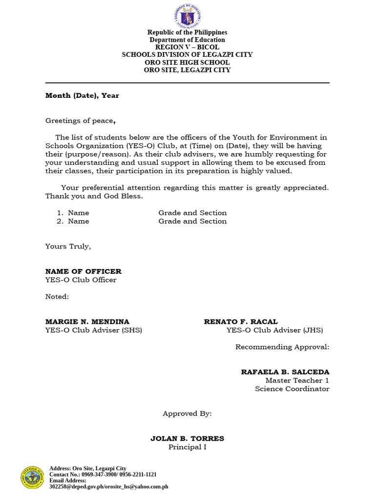 Excuse Letter Template | PDF