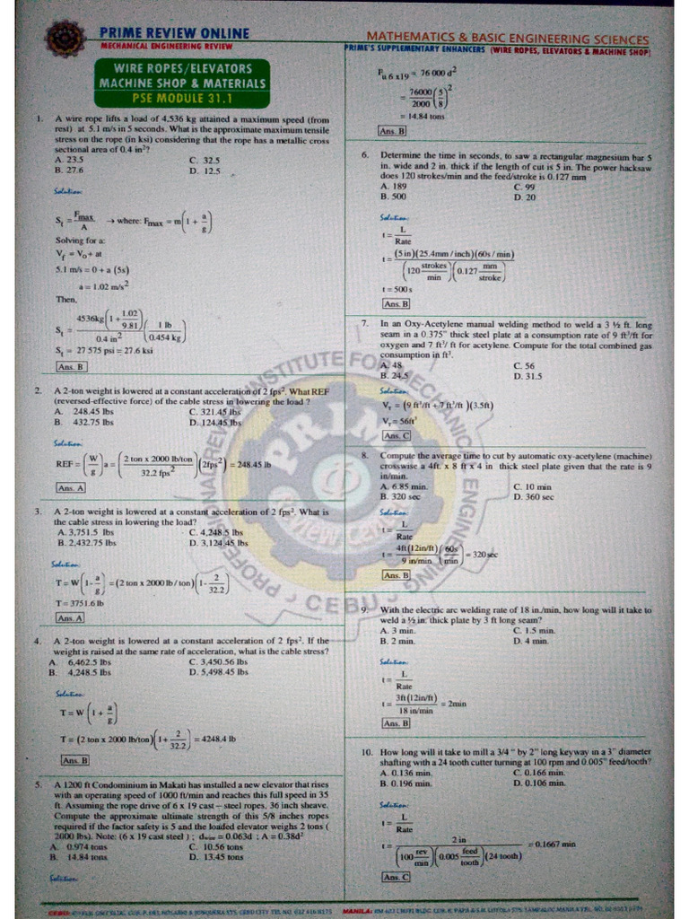 Prime Solution Wire Ropes Elevators Machine Shop | PDF