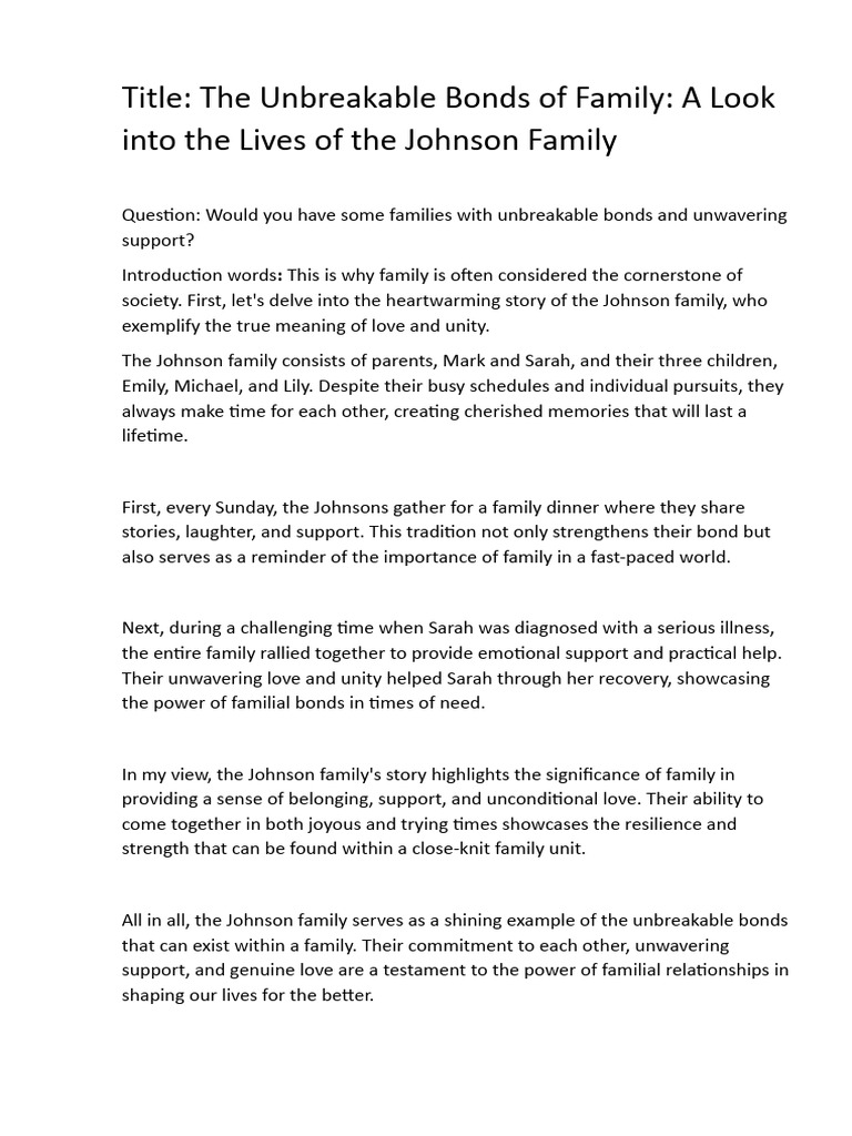 The Unbreakable Bonds of Family A Look Into The Lives of The Johnson ...