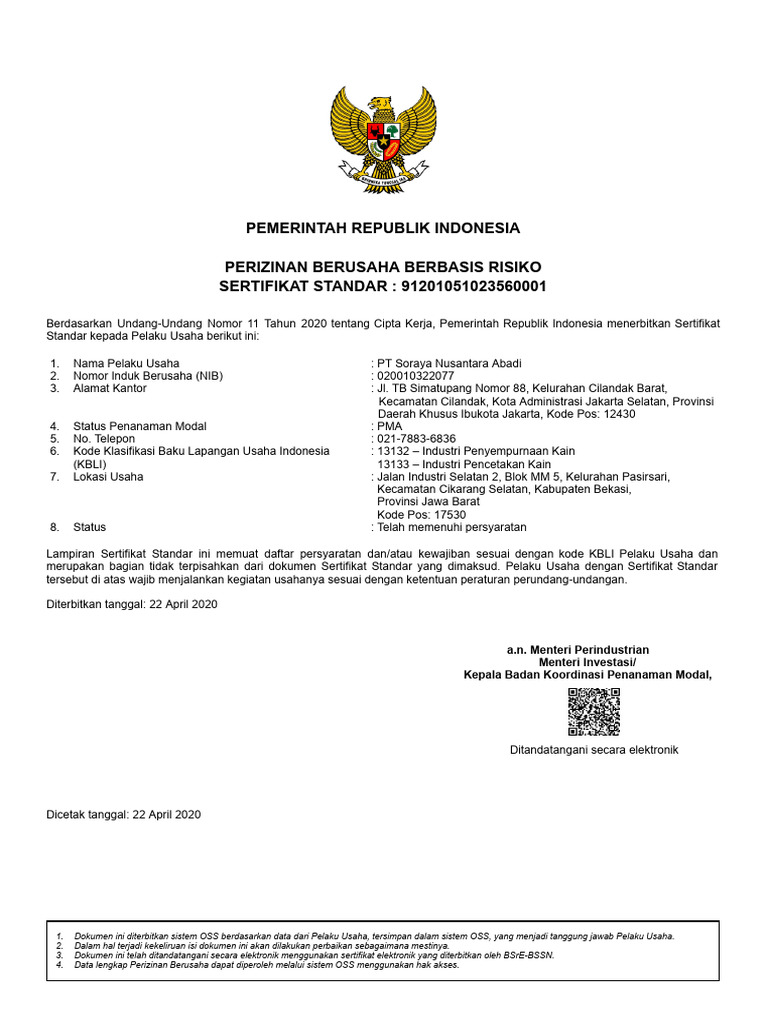 Contoh Sertifikat Standar | PDF | Teknologi & Rekayasa