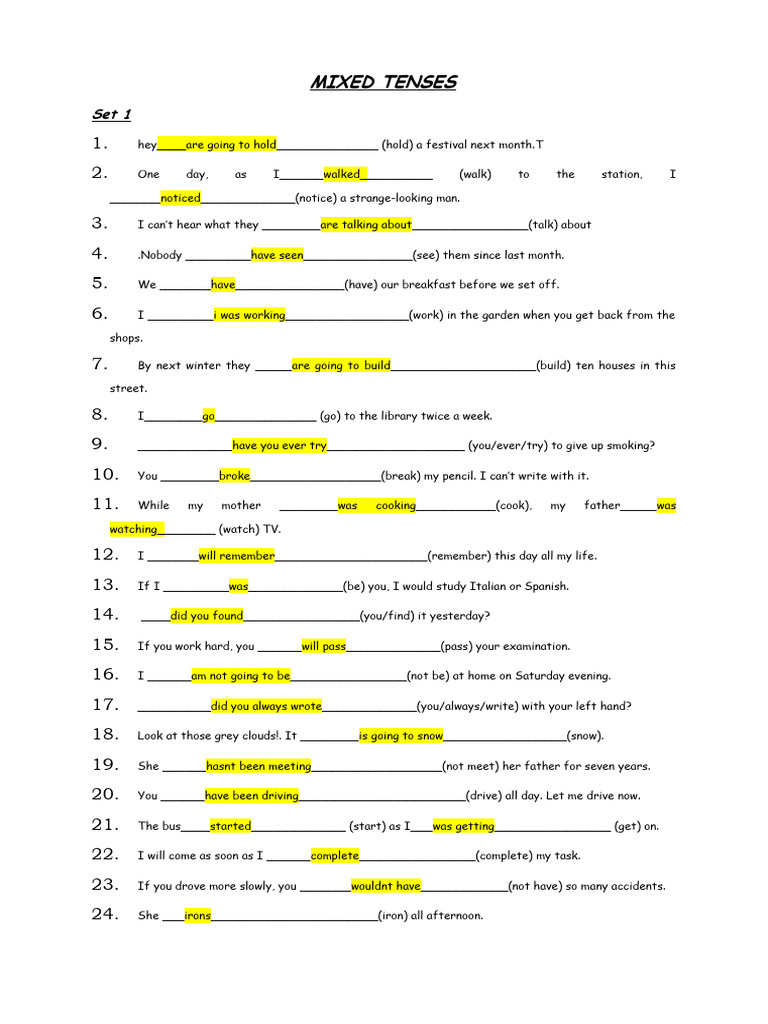 Mixed Tenses Practice | PDF