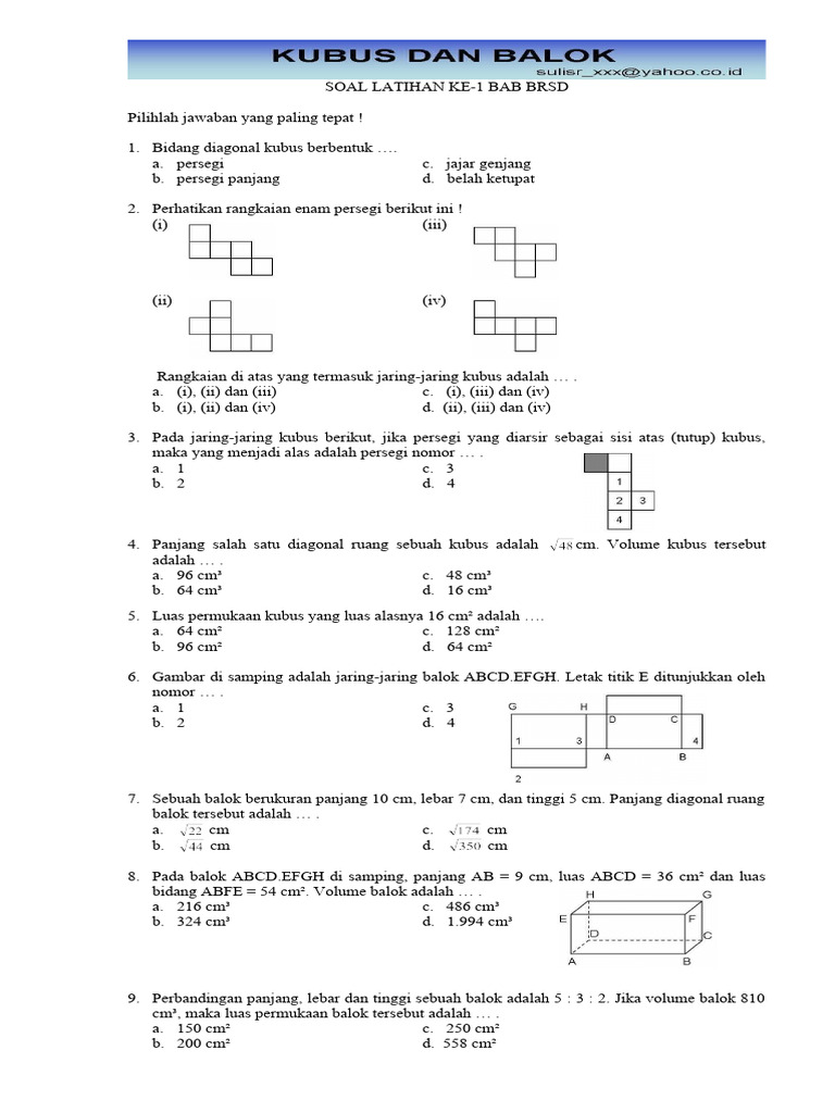 SOAL LAT Ke-1 Kubus Dan Balok | PDF