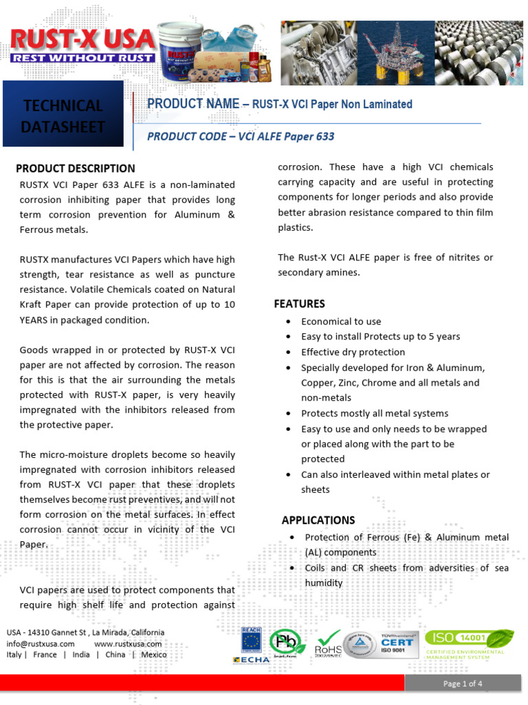 TDS 633 ALFE Non Laminated Paper With ASTM | PDF