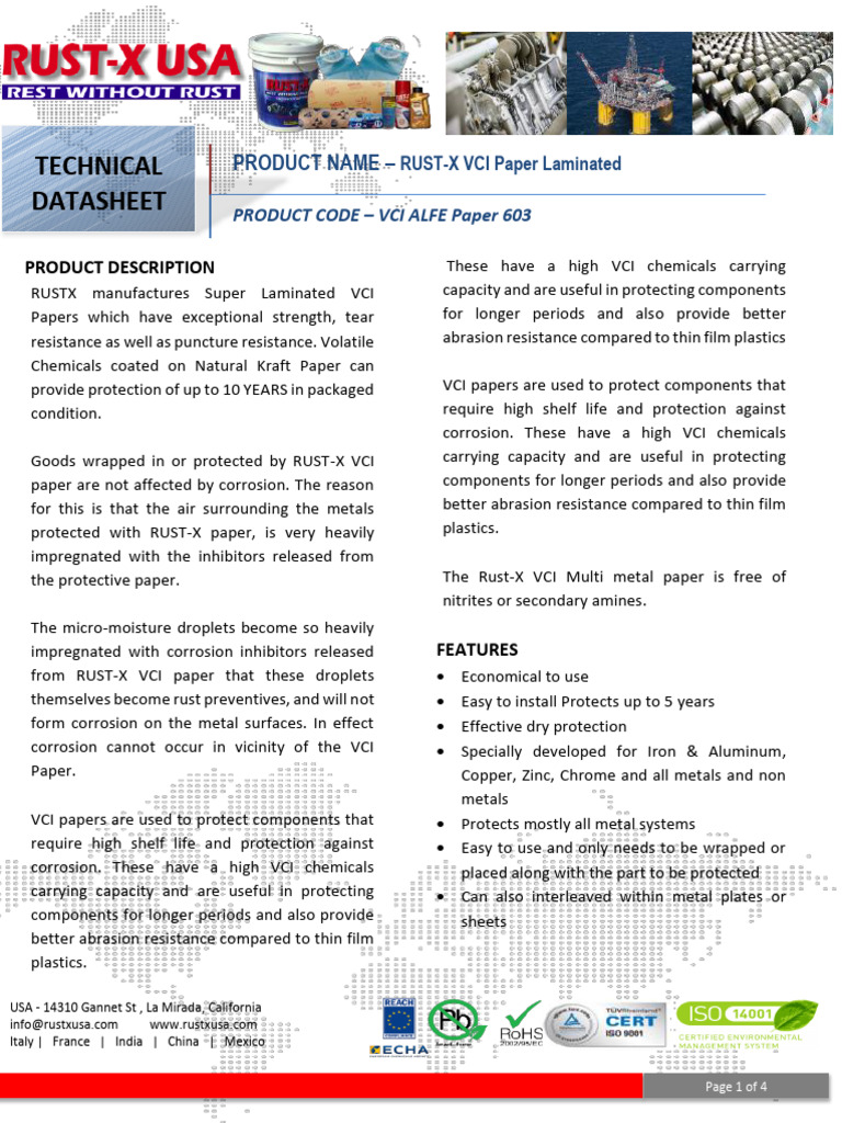 TDS 603 ALFE Laminated Paper | PDF | Corrosion | Paper
