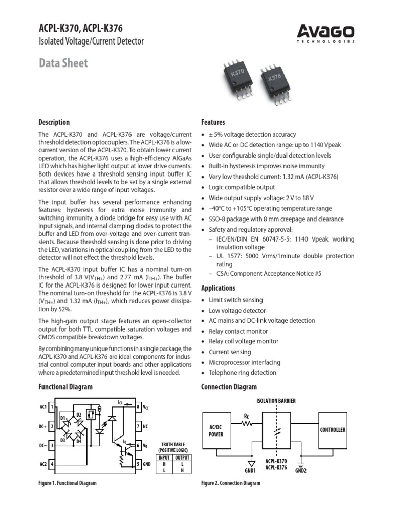 Acpl k370 | PDF | Electricity | Electrical Engineering