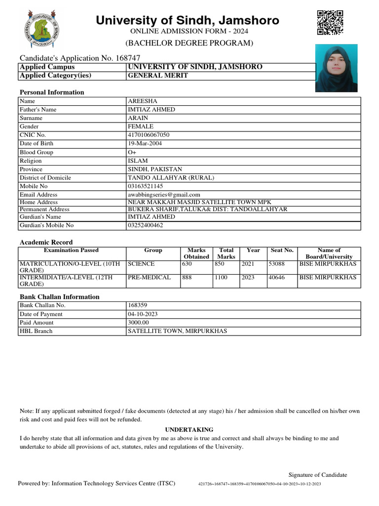 Application Form 168747 | PDF | Academic Degree | Qualifications