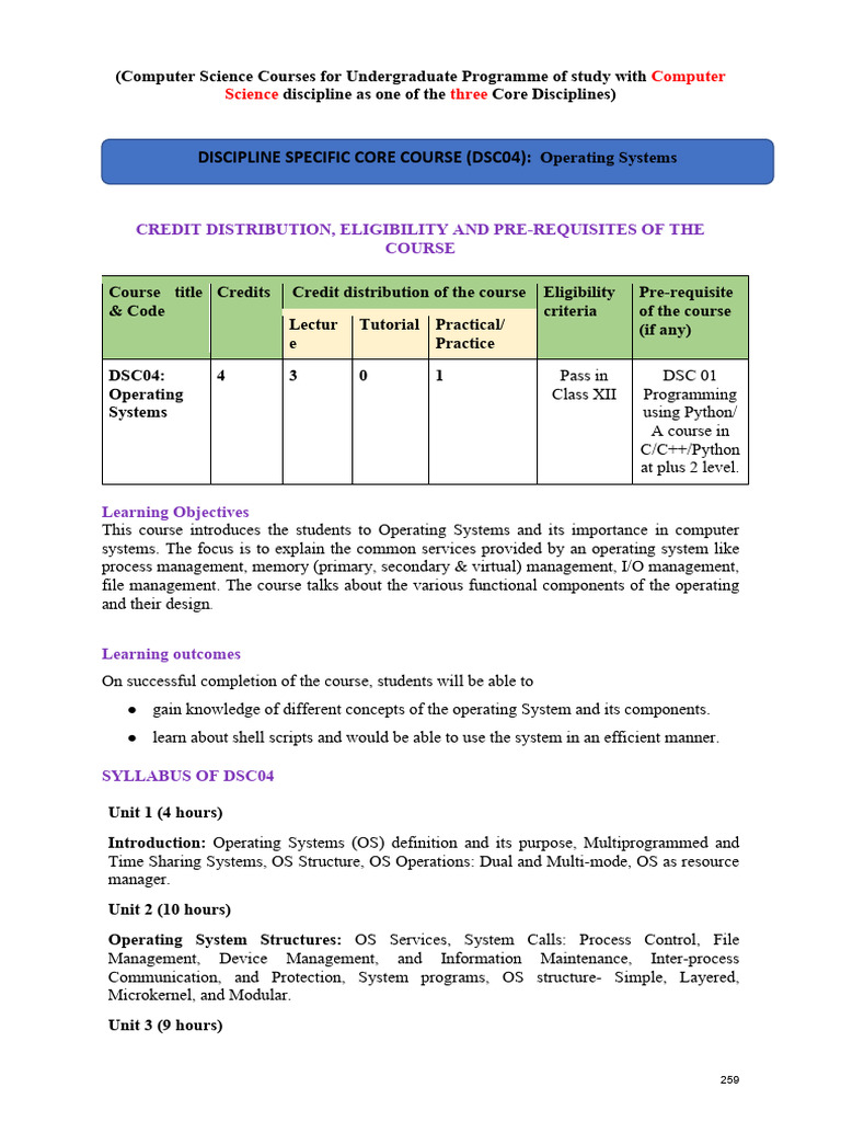 Operating Systems Syllabus (Sem-4) | PDF | Operating System | Process (Computing)