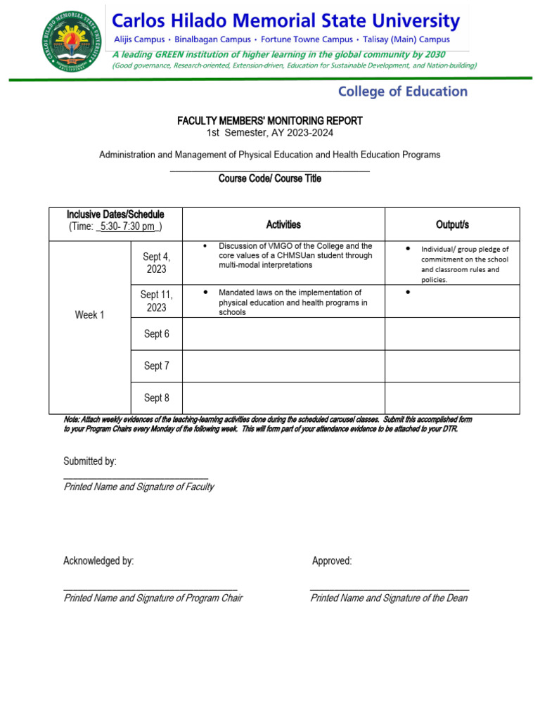 Monitoring Form | PDF