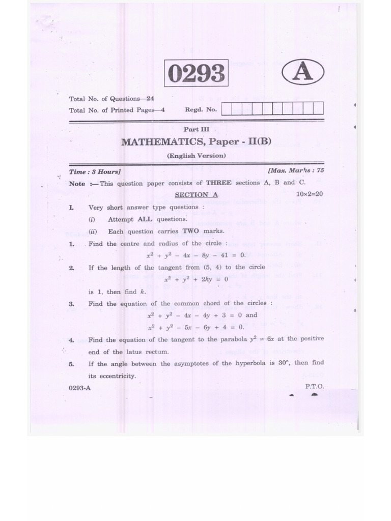 Mathematics Paper IIB (EM TM) | PDF