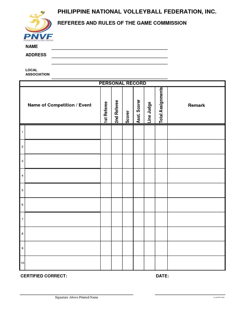 Philippine Volleyball Referee Assignments | PDF