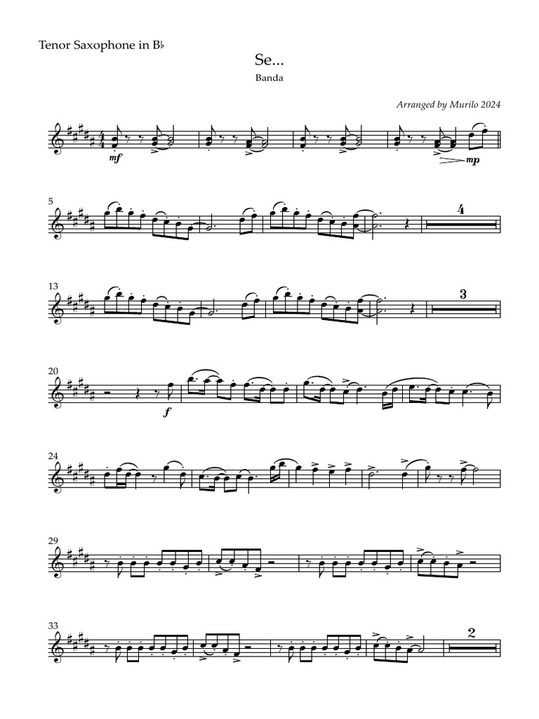 Se - Tenor Saxophone in BB | PDF