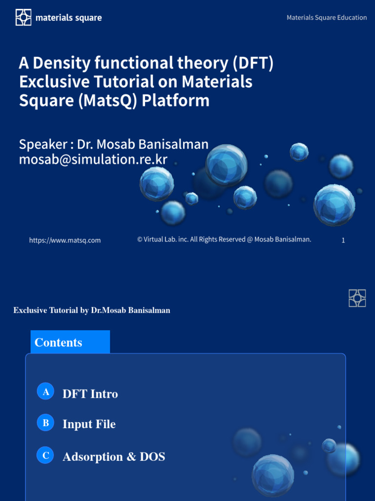DFT Tutorial by Dr. Mosab Banisalman | PDF | Density Functional Theory ...
