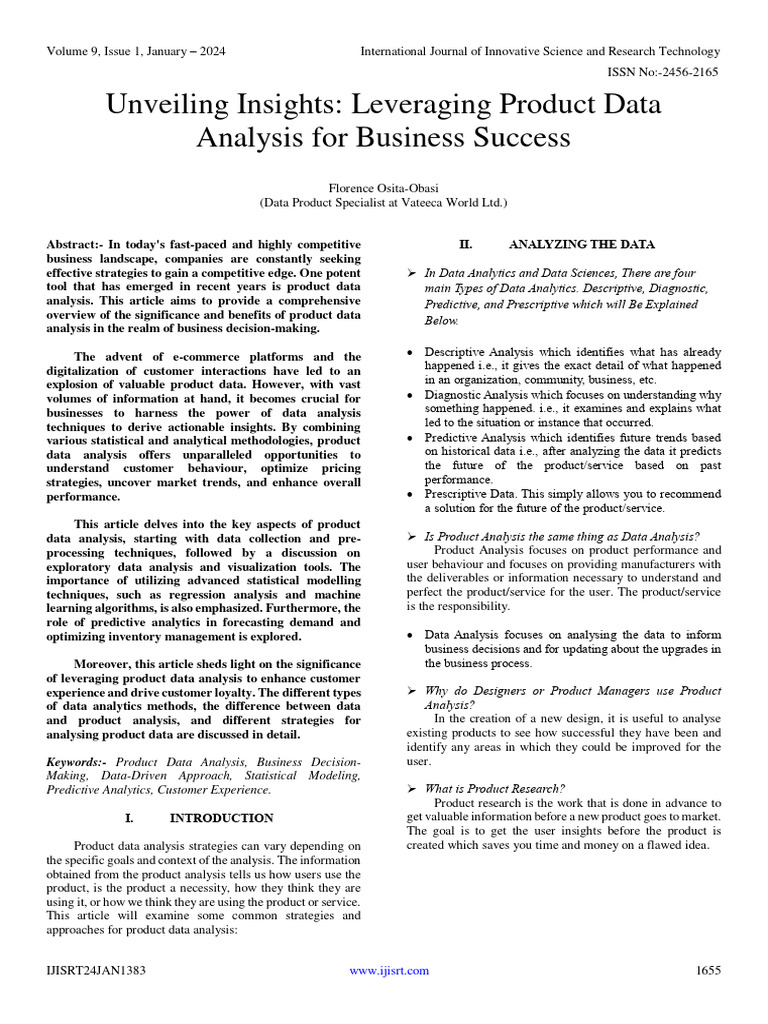 Product Data Analysis for Business Success | PDF | Data Analysis ...