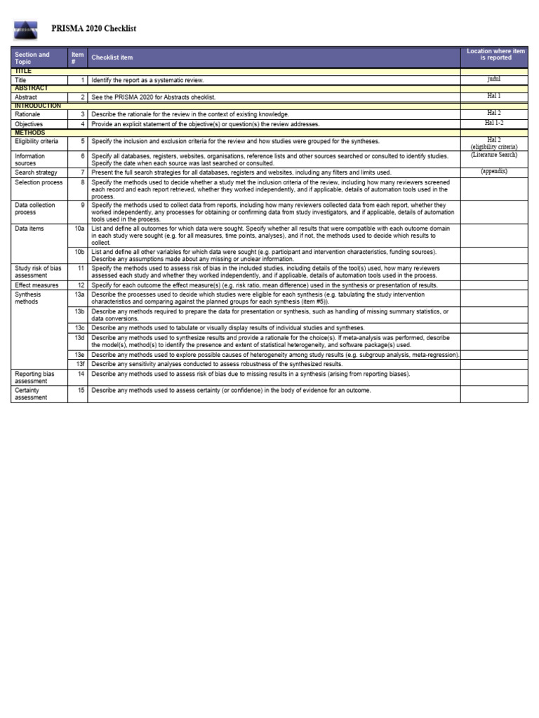 PRISMA_2020_checklist | PDF | Information Science | Statistics