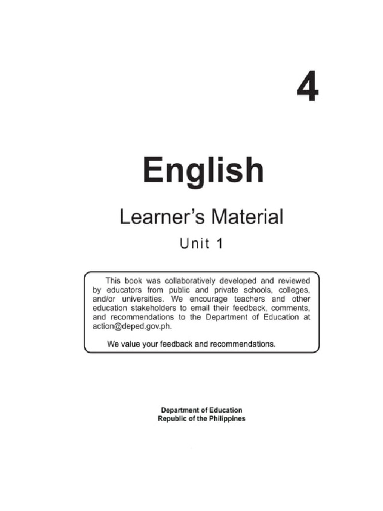 Learner's Material - Grade 4 | PDF