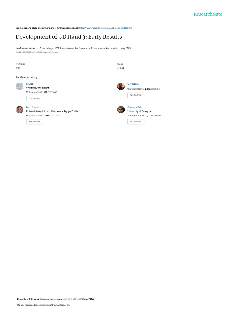 Development of UB Hand 3 Early Results | PDF | Hand | Robotics