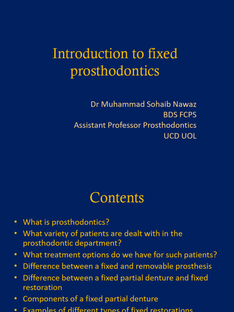 UCMD - Introduction To Fixed Prosthodontics | Download Free PDF ...