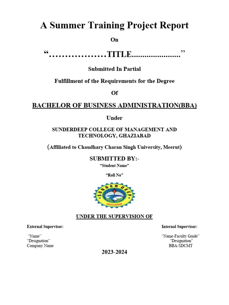 BBA Summer Project Report 2023 | PDF