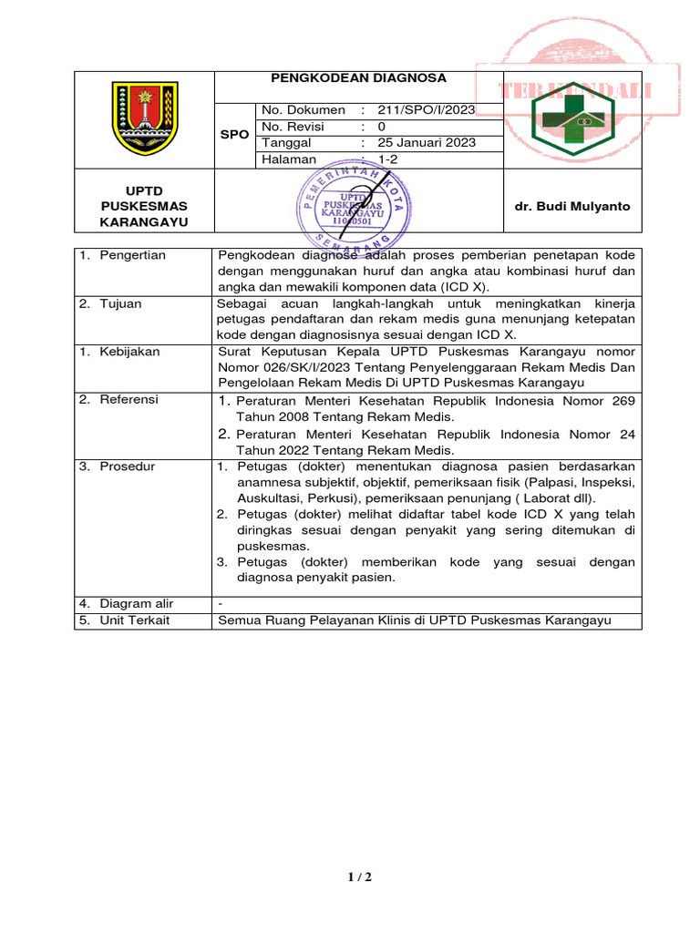 3.8.1.A SPO PENGKODEAN DIAGNOSA - Watermark | PDF