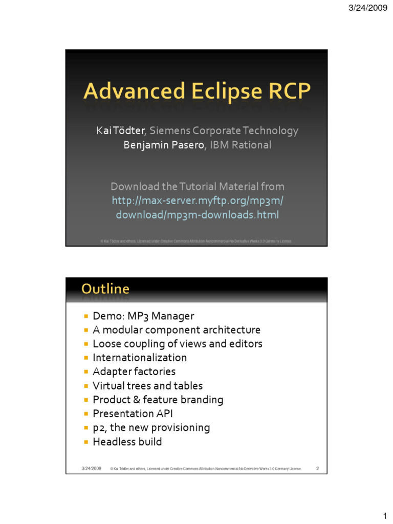 Advanced RCP EclipseCon 2009 | Download Free PDF | Eclipse (Software ...