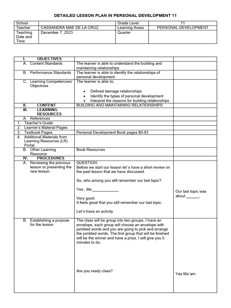 DLP 1 Oral Com | PDF | Love | Romance (Love)