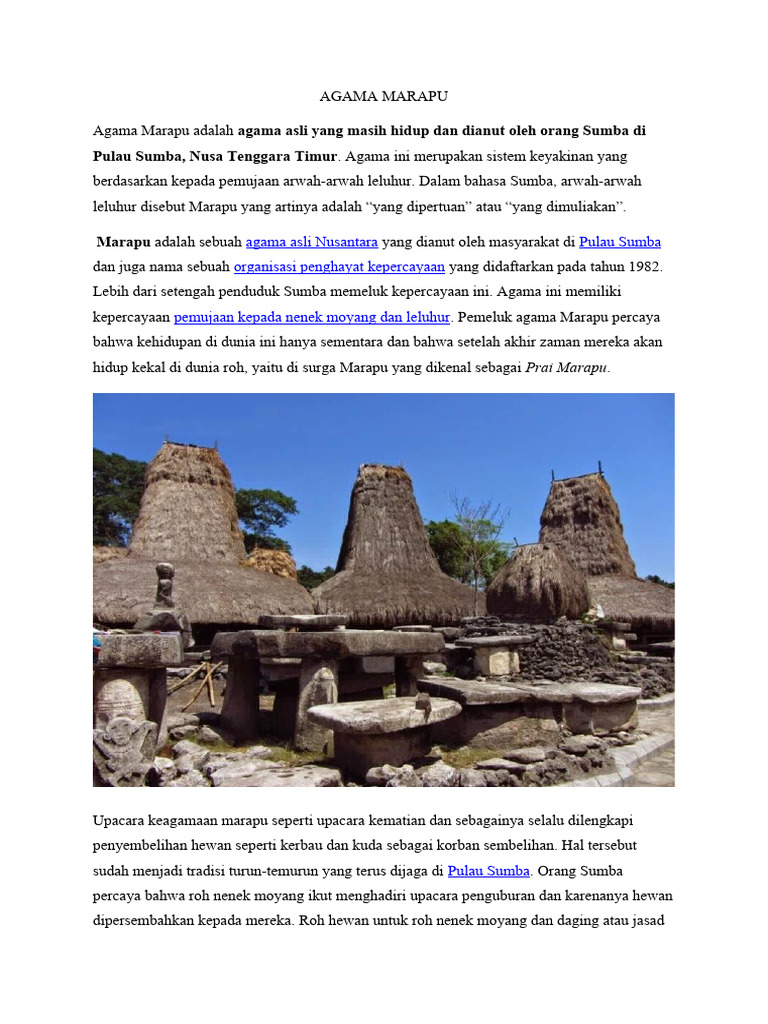 Agama Marapu: Kepercayaan Suku Sumba | PDF | Ilmu Sosial | Kajian ...