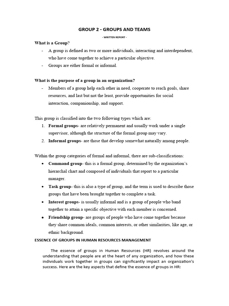 Written Report 141 Group2 | PDF | Human Resources | Leadership