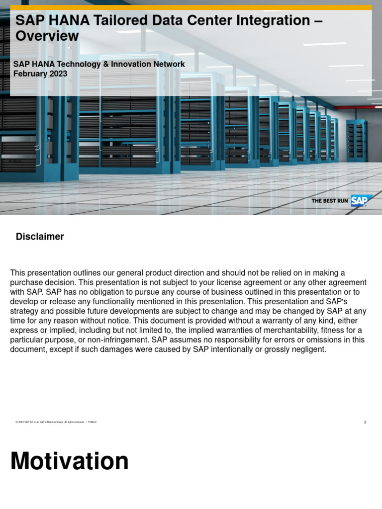 SAP HANA Tailored Data Center Integration (TDI) Overview | PDF ...