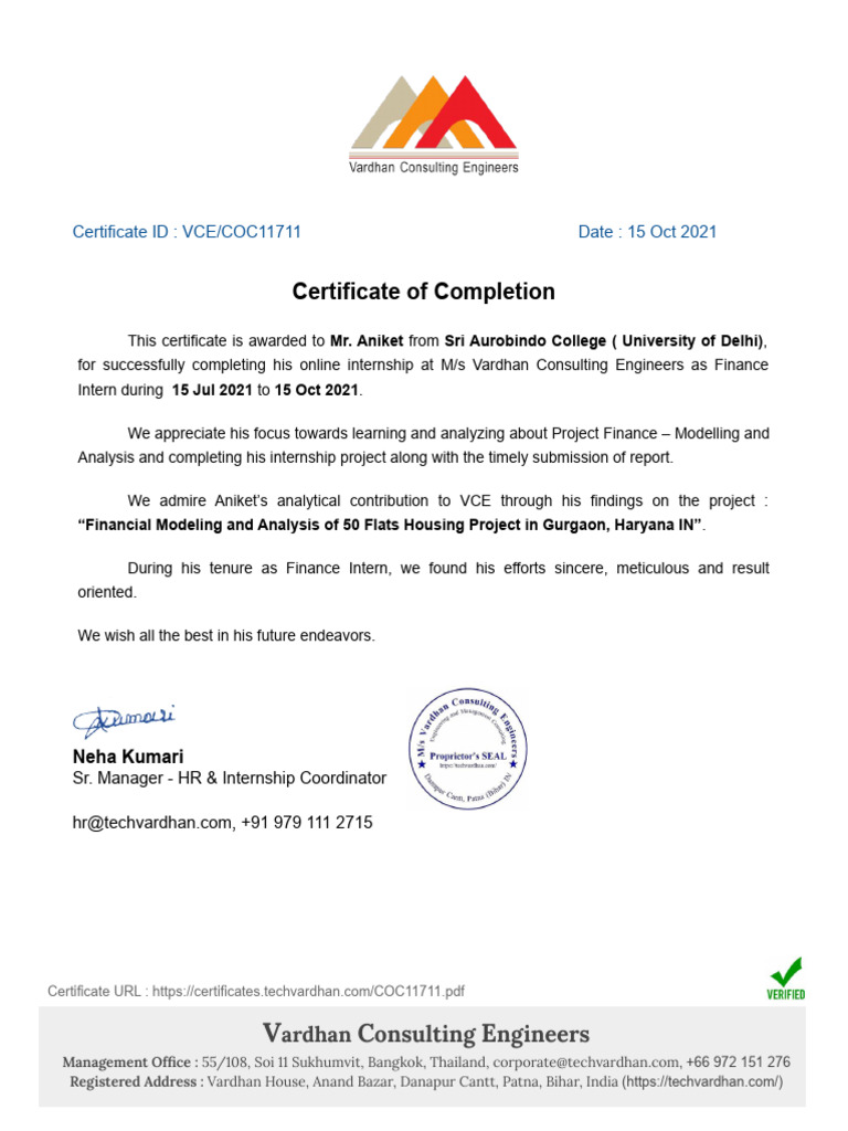 VCE Completion Certificate | PDF