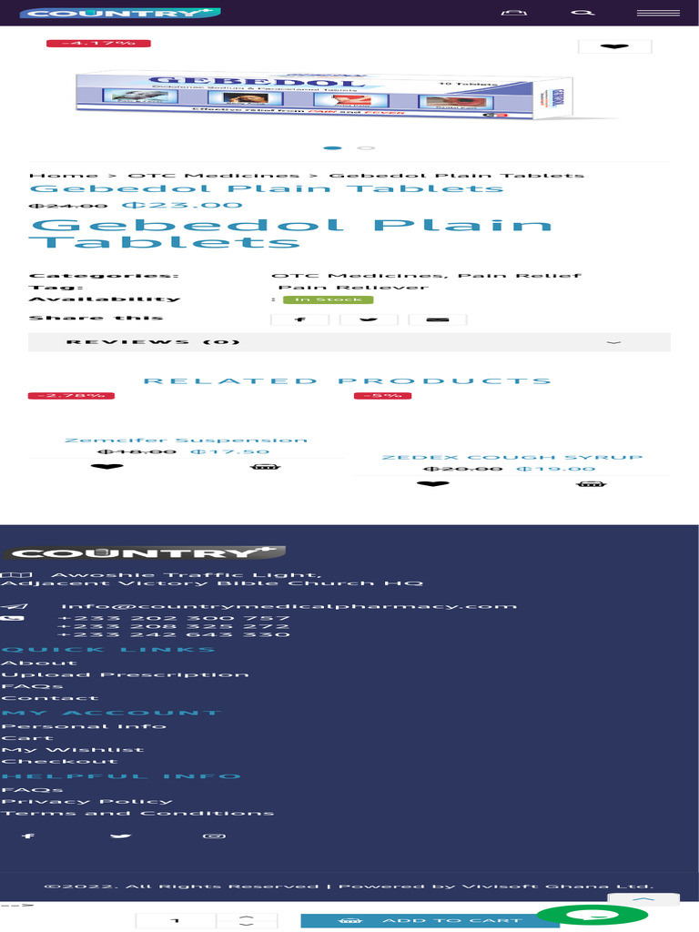 Gebedol Plain Tablets - Country Medical Pharmacy | PDF