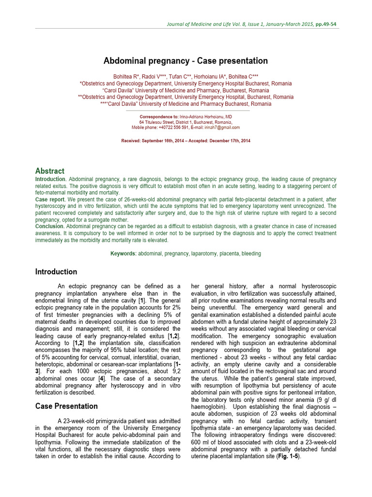 Abdominal Preg Case Presentation | PDF | Uterus | Fetus