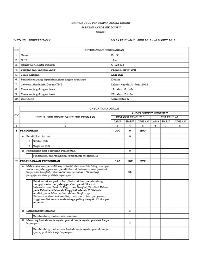 Contoh Pengisian Dupak Dan SRT Pernyataan | PDF