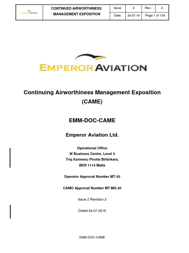 Continuing Airworthiness Management Exposition | PDF | Aerospace | Aviation