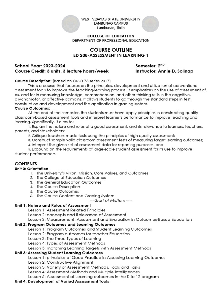 COURSE | PDF | Educational Assessment | Learning