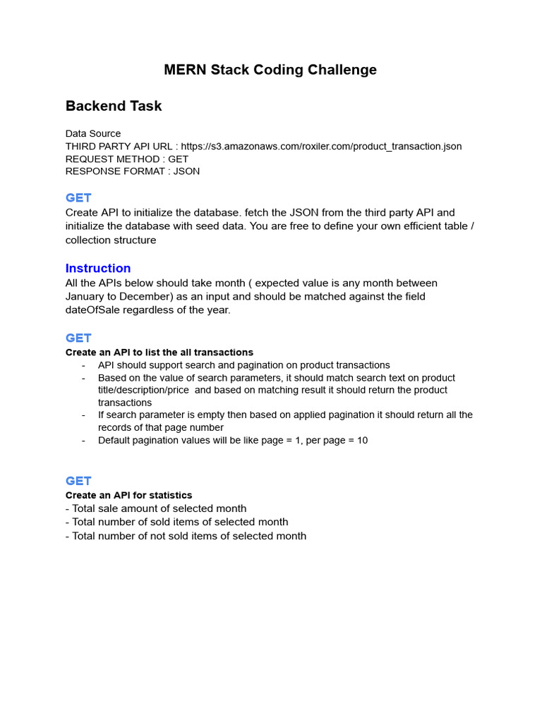 Intern MERN Stack Coding Challenge - V2 | PDF | Database Transaction | Databases