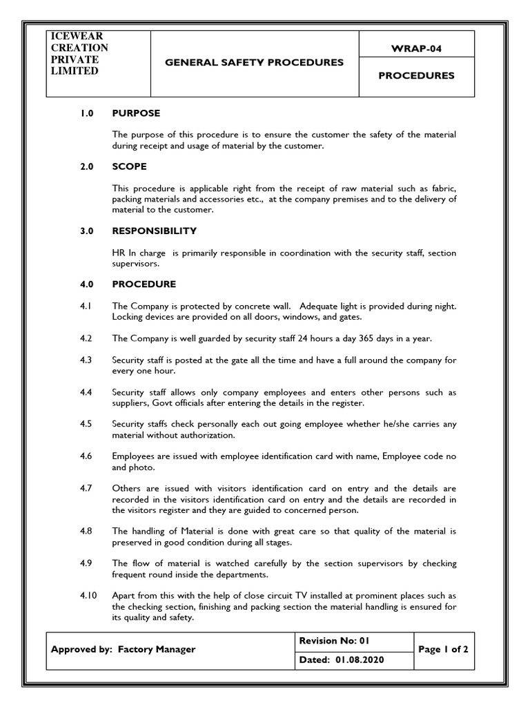 WRAP 04 General Safety Procedures | PDF | Securities | Identity Document