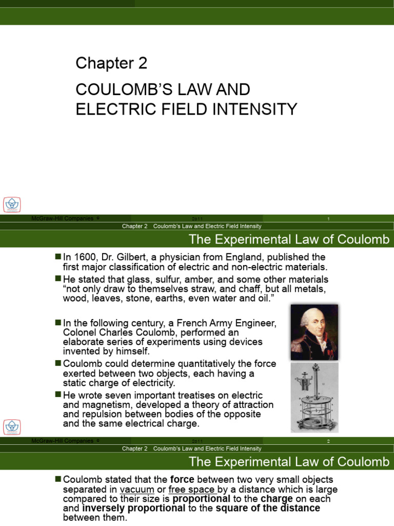 Coulomb's Law & Electric Field Intensity | PDF | Electric Field ...