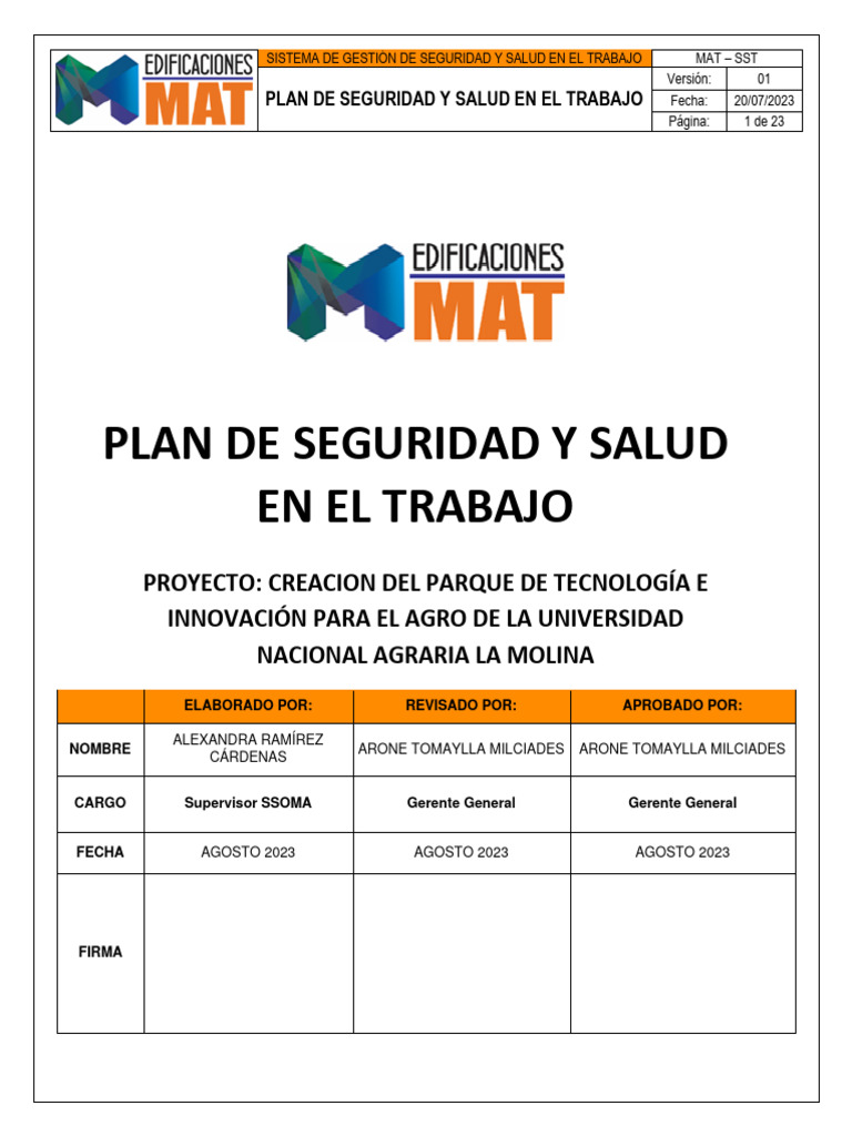 Plan SST en Gestion de Seguridad y Salud en El Trabajo | PDF | Seguridad y salud ocupacional ...