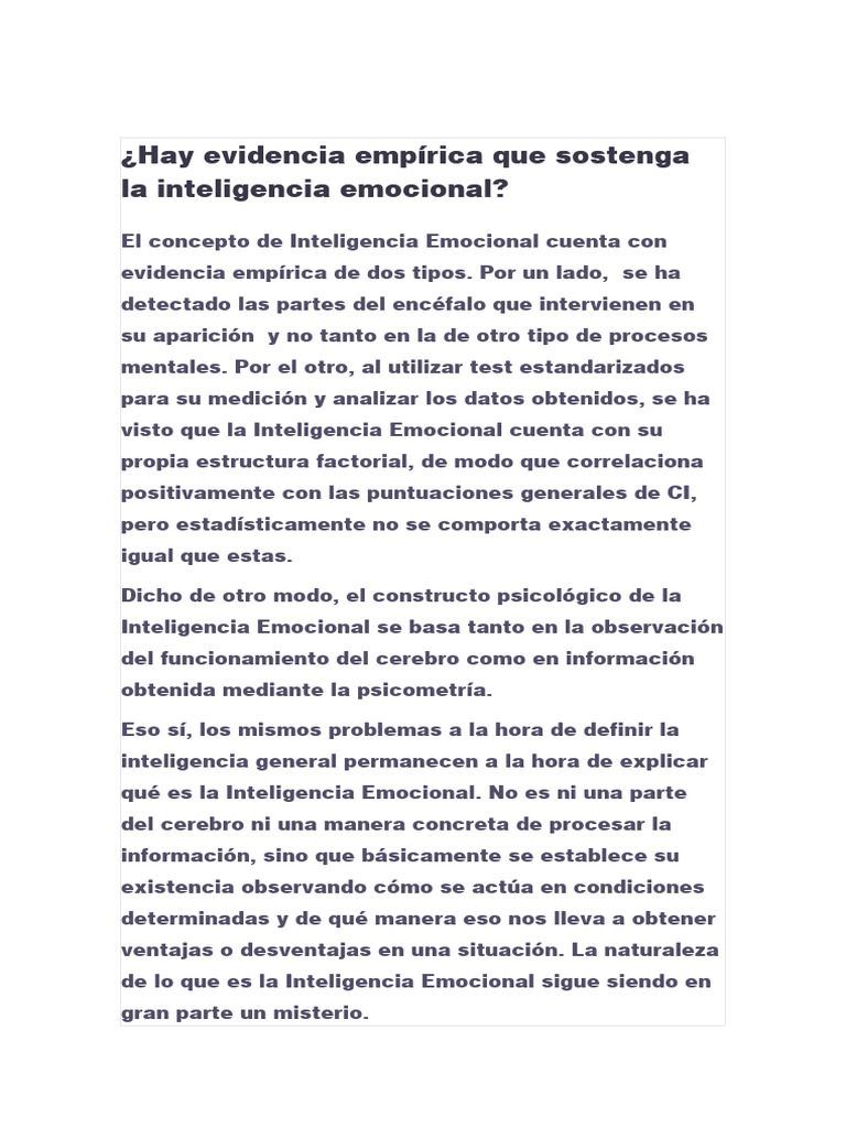 Evidencia Empirica Inteligencia Emocional | PDF