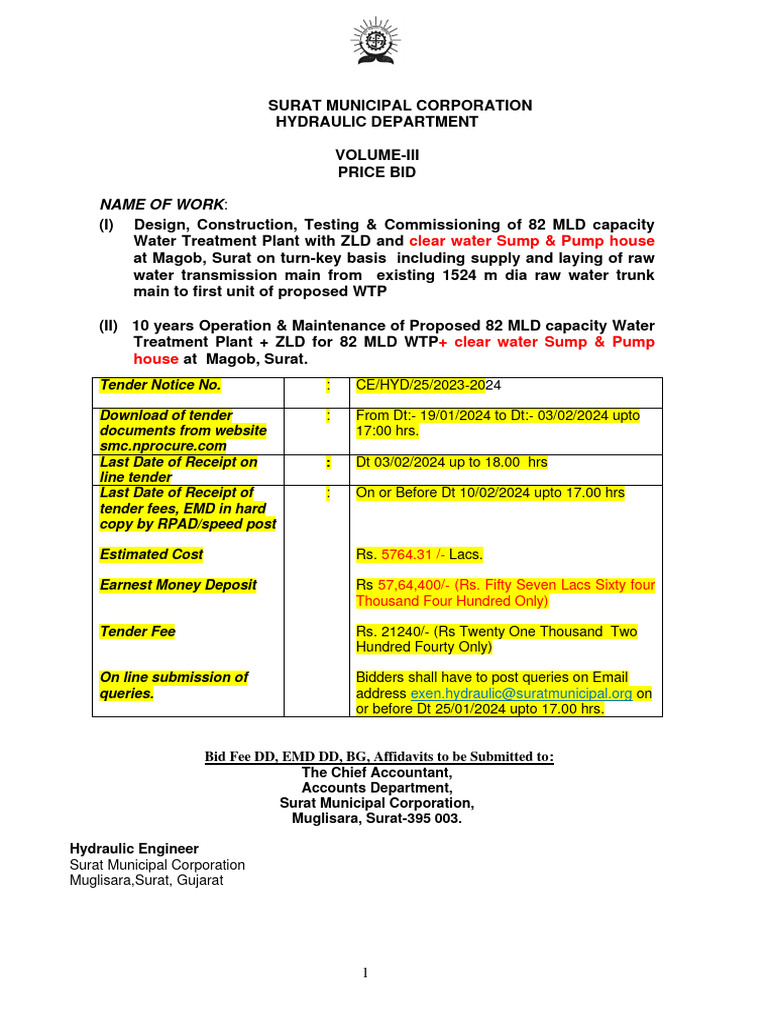 Volume-3 Price Bid - 20!01!2024 | PDF | Concrete | Specification ...