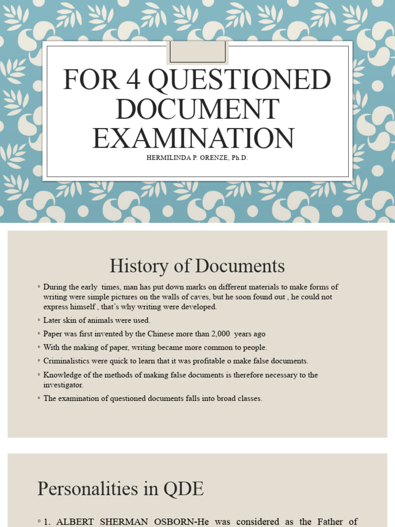 For 4 Questioned Document Examination LEC | PDF | Document
